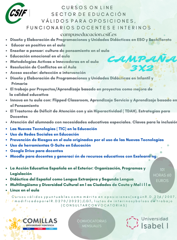 CSIF | Formación Educación: Cursos y Convocatorias
