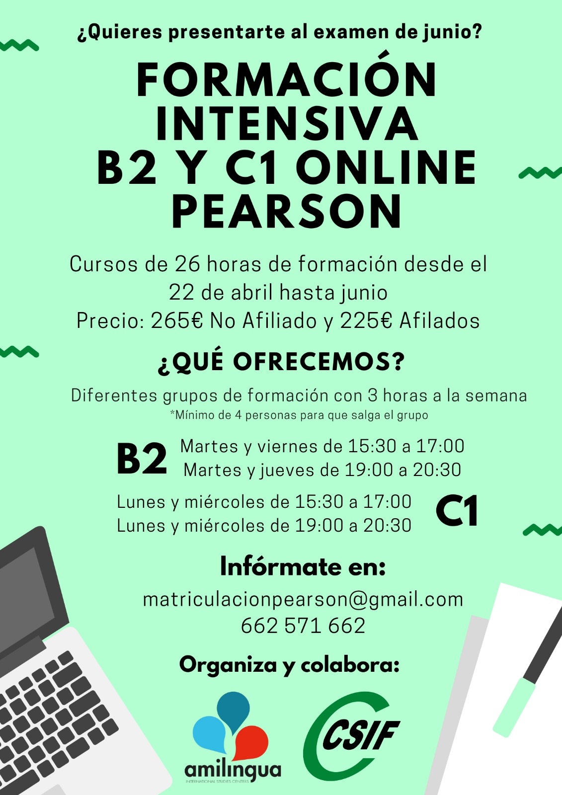 CSIF | CURSO INGLÉS PEARSON ONLINE - NIVELES B2 Y C1