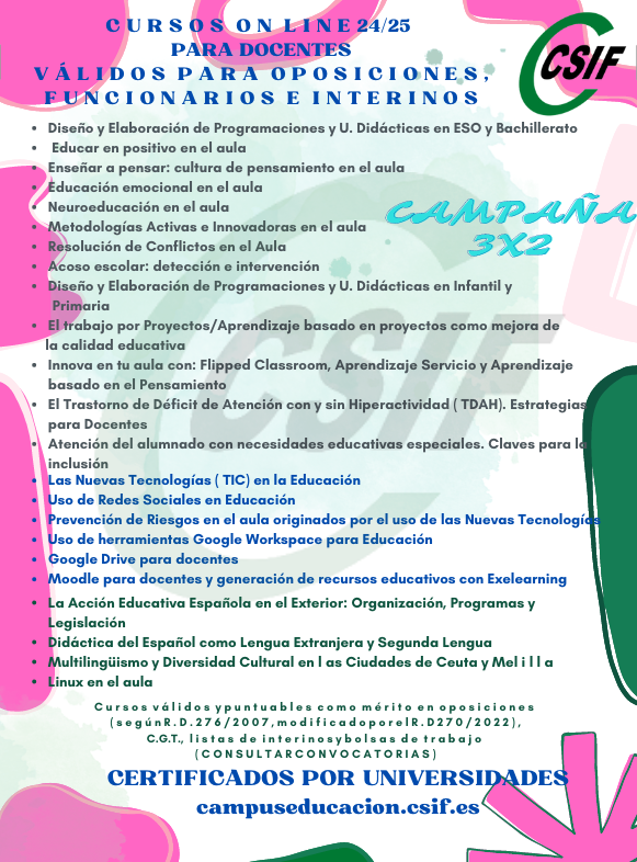 CSIF | Formación Educación: Cursos y Convocatorias